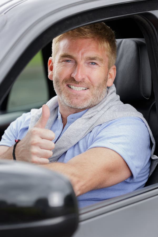 Happy man driver in car stock image. Image of auto, face - 161831937