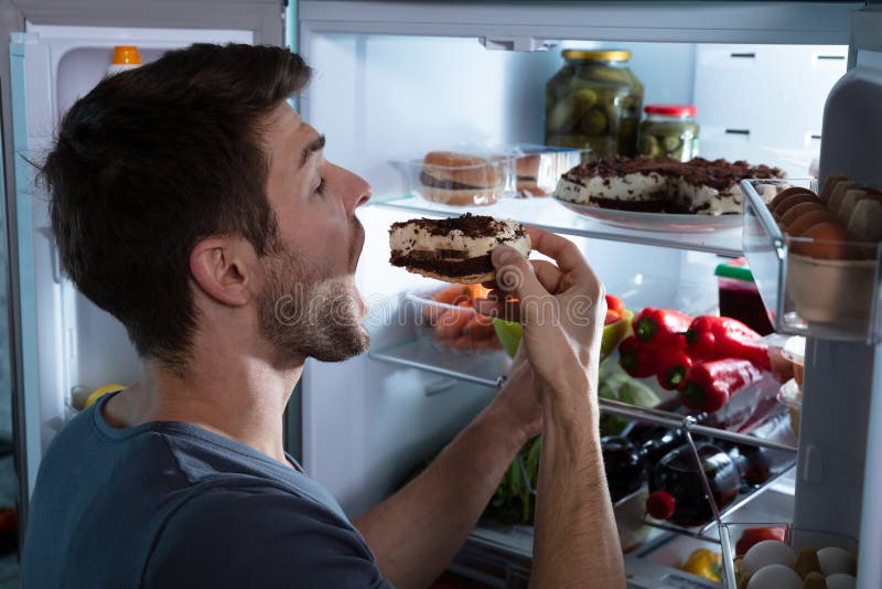 Happy Man Eating Cake stock image. Image of male, dessert - 181266077