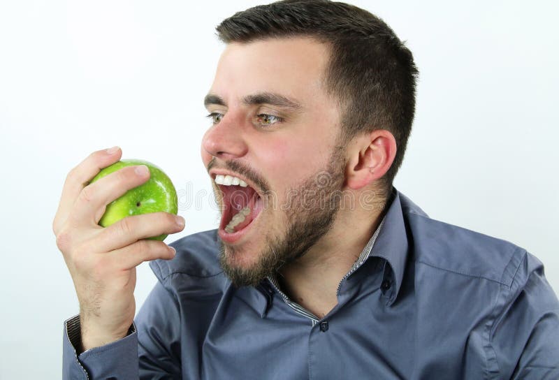 Business Man Eating an Apple Stock Photo - Image of professional, board ...