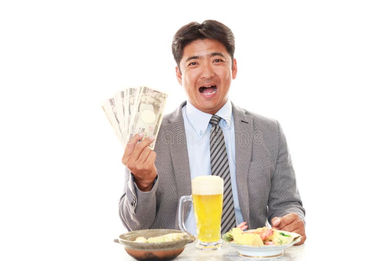 Happy man eating meals stock photo. Image of cash, food - 59903908