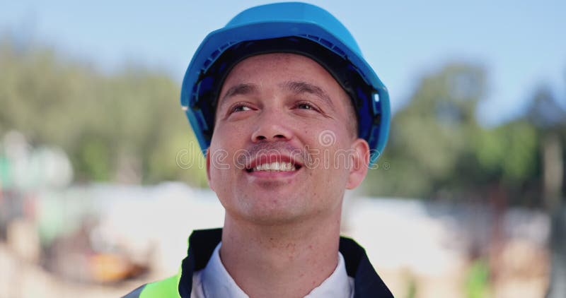 Happy Man, Engineering or Thinking of Construction Site, Architecture ...