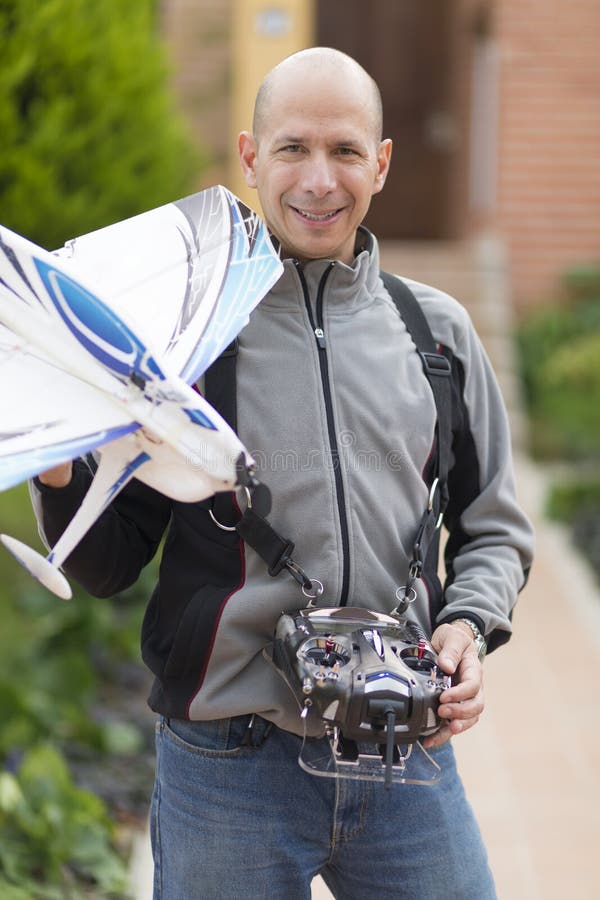 Happy Man Enjoying Model Airplane Stock Photo - Image of indian ...