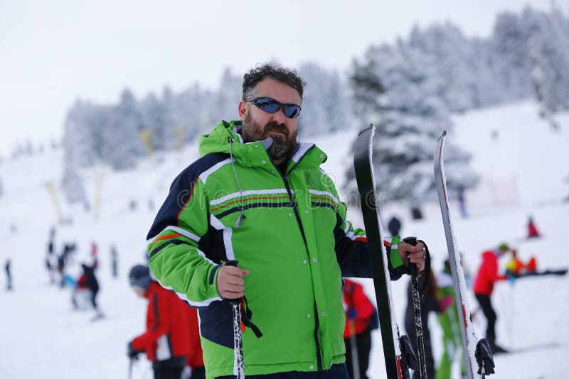 Happy man enjoying in snow stock image. Image of smile - 84096297
