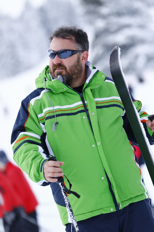 Happy man enjoying in snow stock image. Image of travel - 84096305