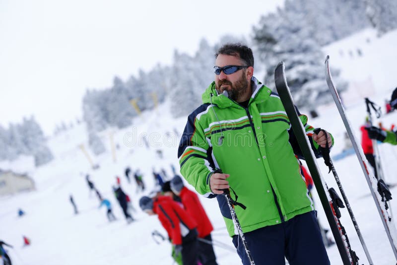 Happy man enjoying in snow stock photo. Image of happy - 84097026