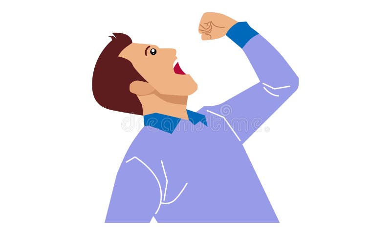 Happy Man Expression `Yeah!` Raised His Hands Up Stock Vector ...
