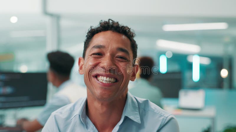 Happy Man, Face and Software Developer with Pride for App Development ...