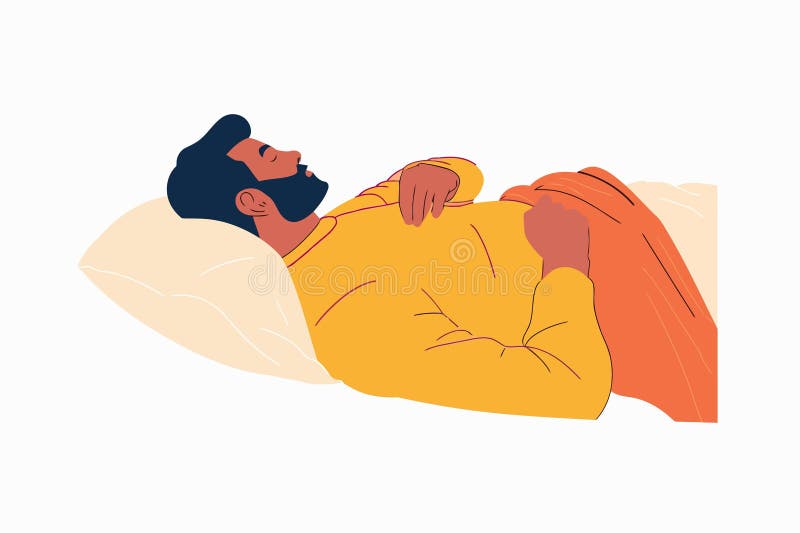 Happy Man Falling Asleep in Bed Isolated Stock Vector - Illustration of ...