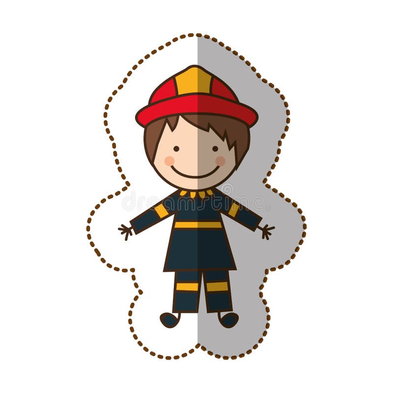 Happy man firefighter icon stock illustration. Illustration of ...