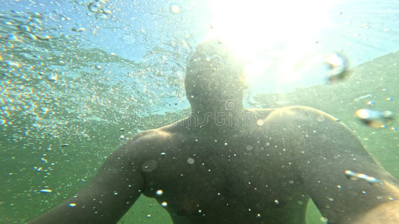 Happy Man Floating Underwater Stock Video - Video of face, summertime ...