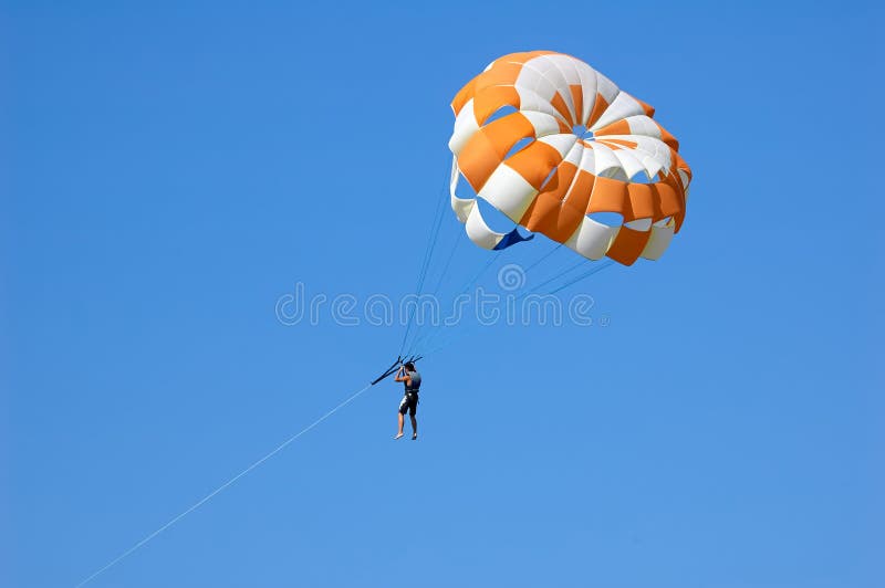 Happy Man Flying Parasailing Stock Photo - Image of paradigling, para ...