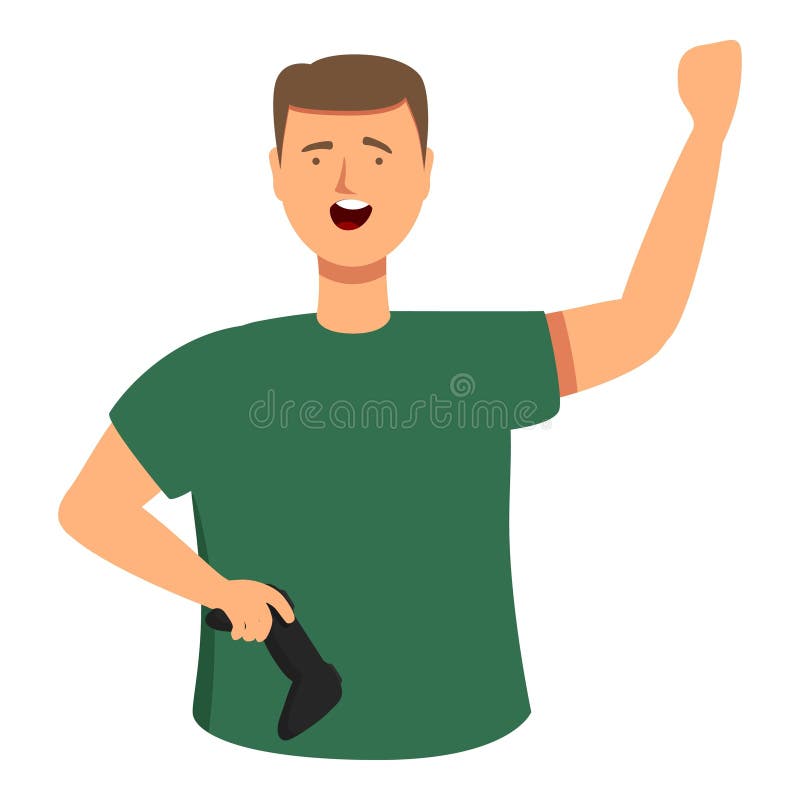 Happy Man Gamer Icon Cartoon Vector. Online Reality Stock Vector ...