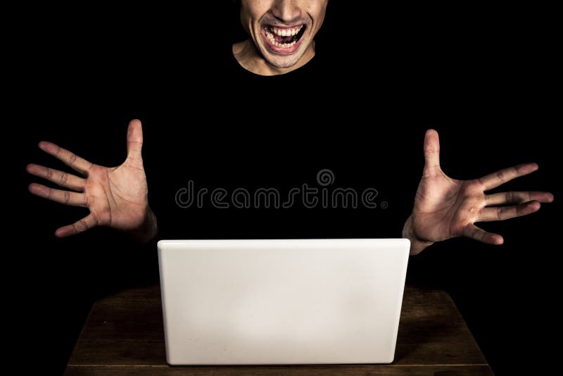 Happy Man Getting Excited about His Laptop Stock Image - Image of young ...