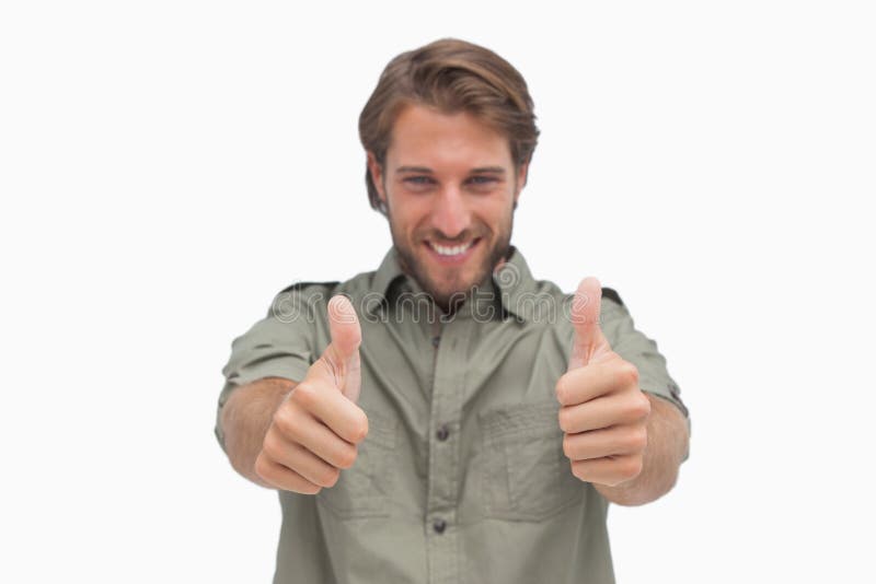 Happy Smiling Man Doing Thumbs Up Stock Image - Image of finger, person ...
