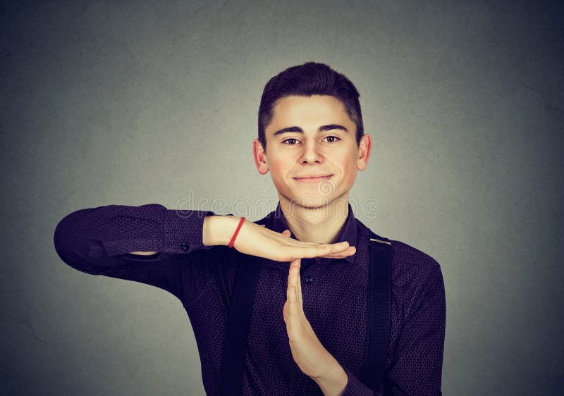 Happy Man Giving Time Out Hand Gesture Stock Image - Image of male ...