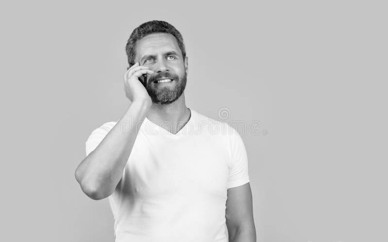 Happy Man Has Smartphone Communication Talk. Concept of Communication ...
