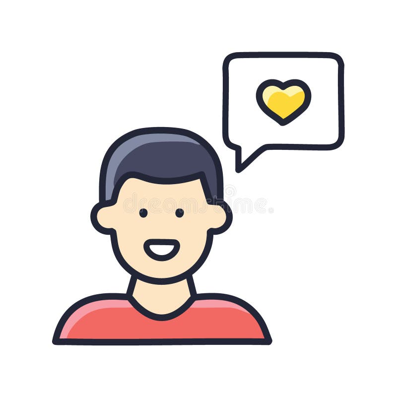 Happy Man Heart Speech Bubble. Illustration of a Man with a Speech ...