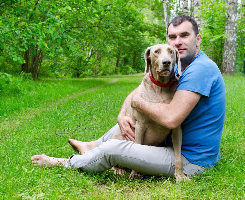 Man and dog stock photo. Image of senior, happy, summer - 19684622