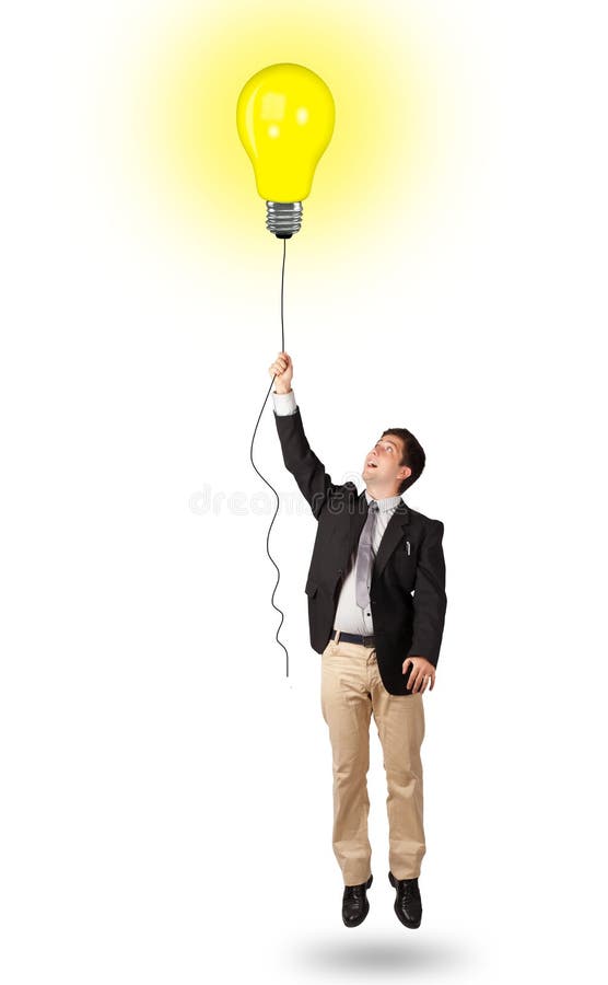 Happy Man Holding Light Bulb Balloon Stock Photos - Free & Royalty-Free ...