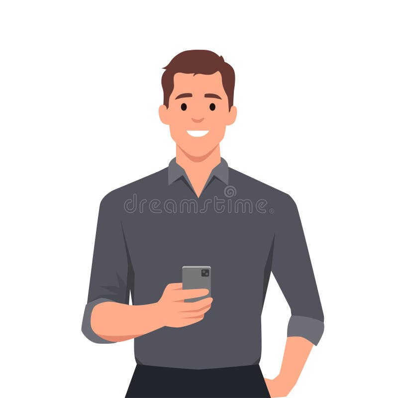 Gadget Communication Landing Page Template Male Character In