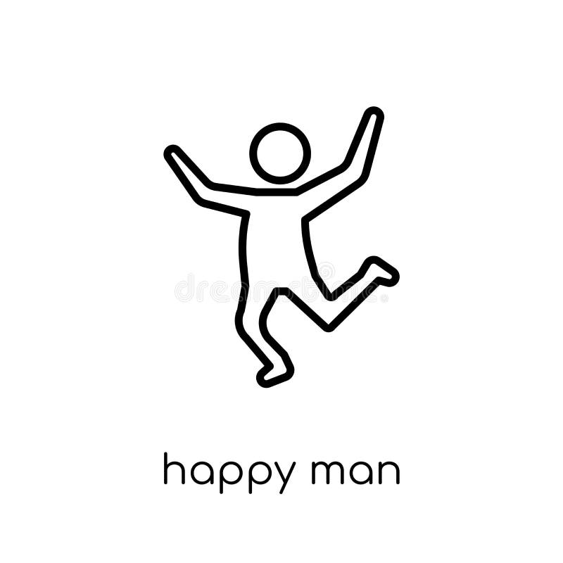 Happy Man Icon. Trendy Modern Flat Linear Vector Happy Man Icon Stock ...