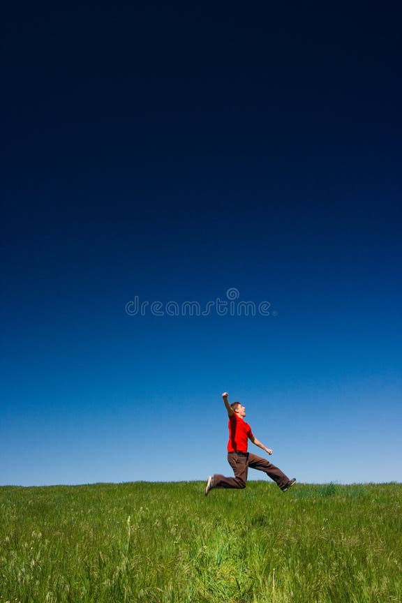 Happy man jumping stock photo. Image of champ, joyful - 2378574