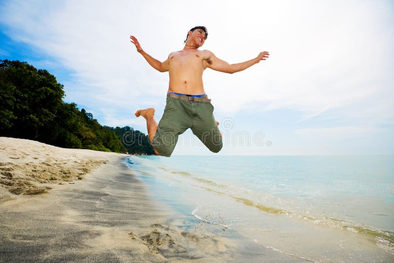 Happy man jumping stock image. Image of travel, horizon - 4683979
