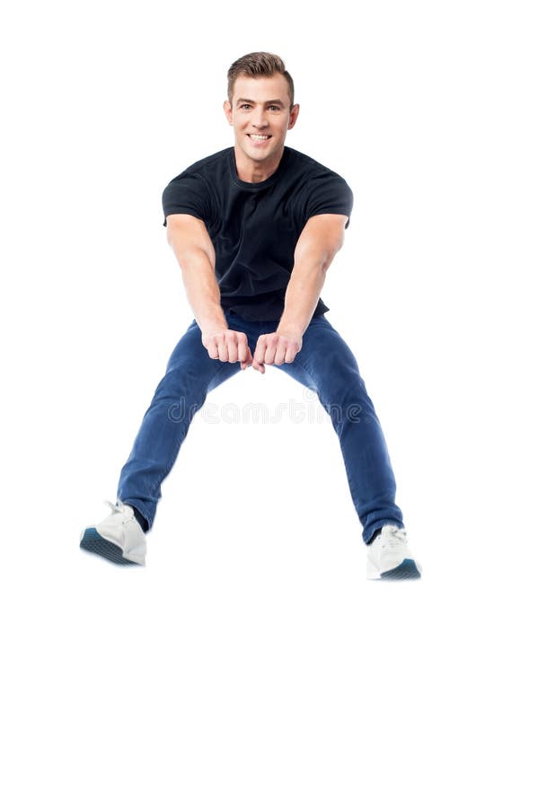 Happy man jumping in air stock image. Image of jump, action - 54771255