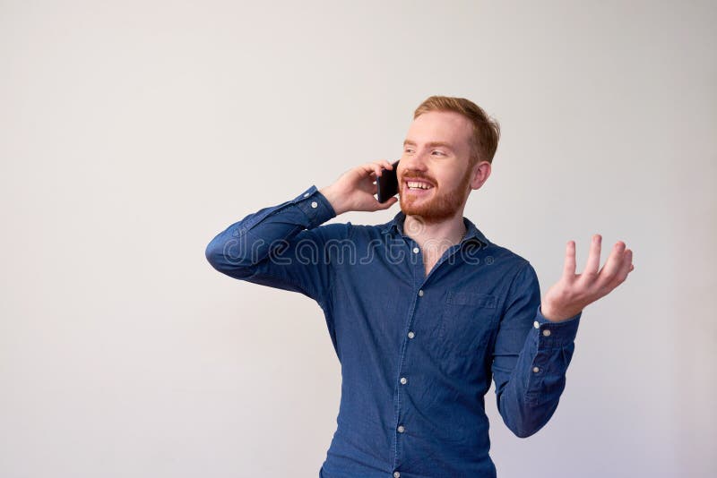 Happy Man Making Phone Call Stock Image - Image of handsome, technology ...