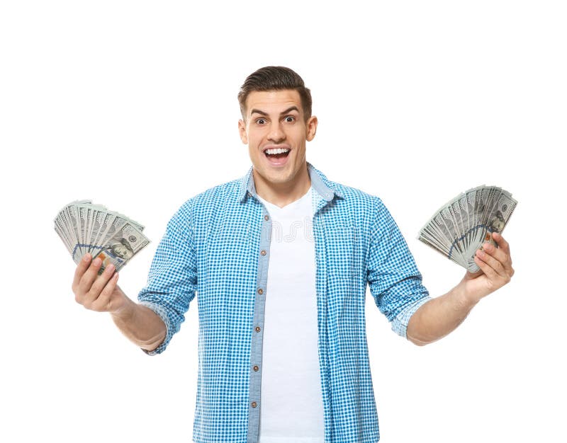 Happy man with money stock image. Image of banknotes - 108990009
