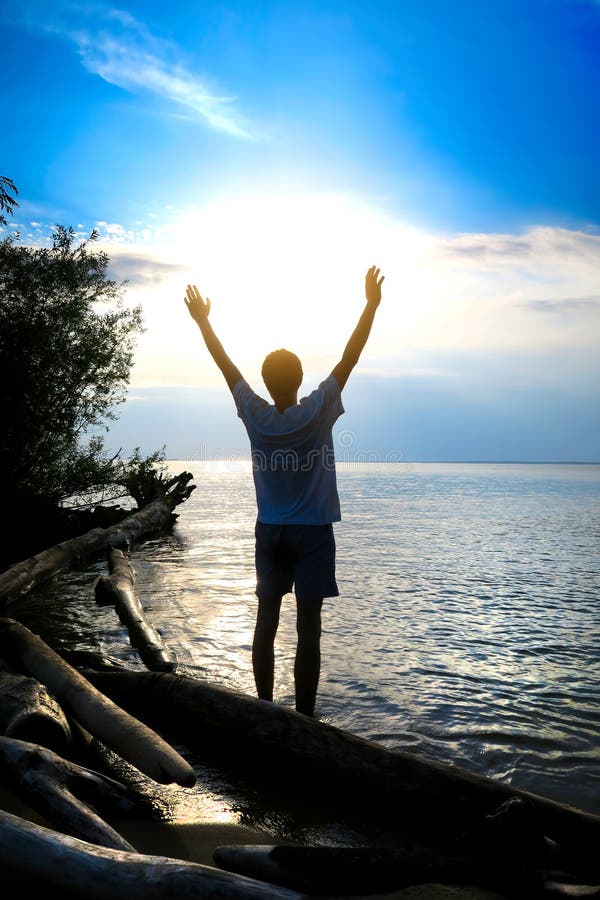 Happy Man at the Nature stock photo. Image of seaside - 62036570