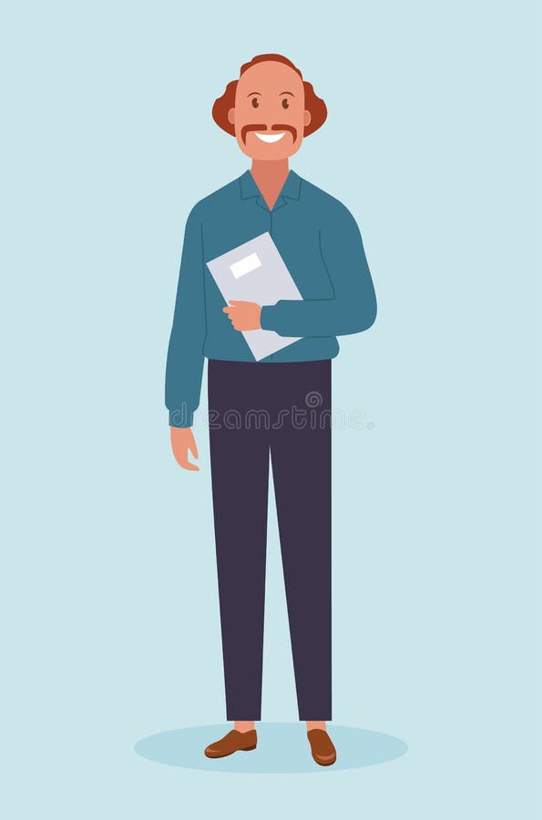 Happy Man with a Notebook, Illustration. Vector Illustration Stock ...
