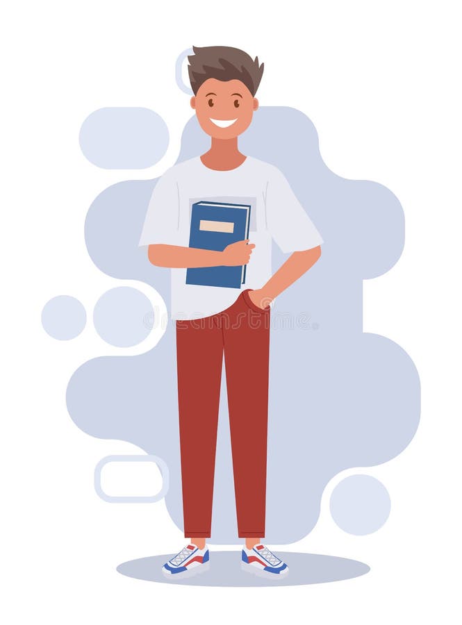 Happy Man with a Notebook, Illustration. Vector Illustration Stock ...