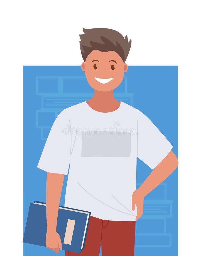 Happy Man with a Notebook, Illustration. Vector Illustration Stock ...