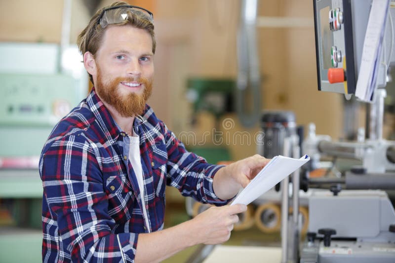 Happy Man Operating Cnc Machine Stock Photo - Image of occupation ...