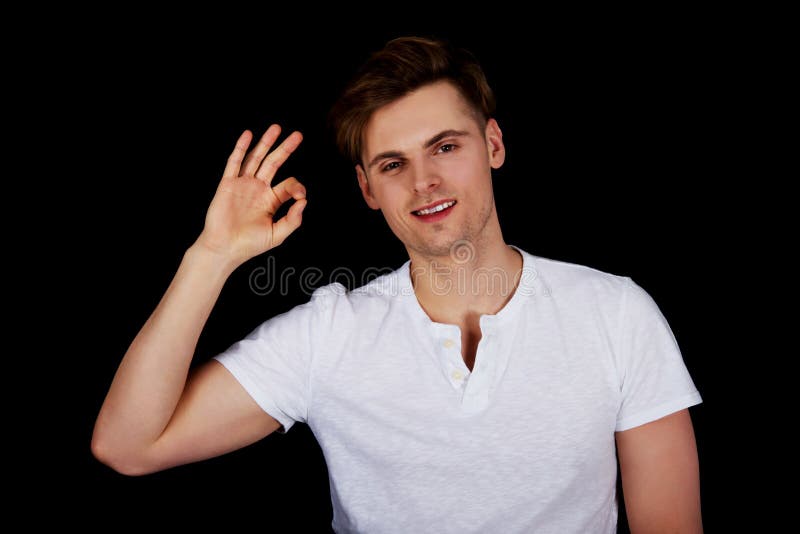 Happy Man with Perfect Hand Sign Stock Image - Image of confident, hand ...