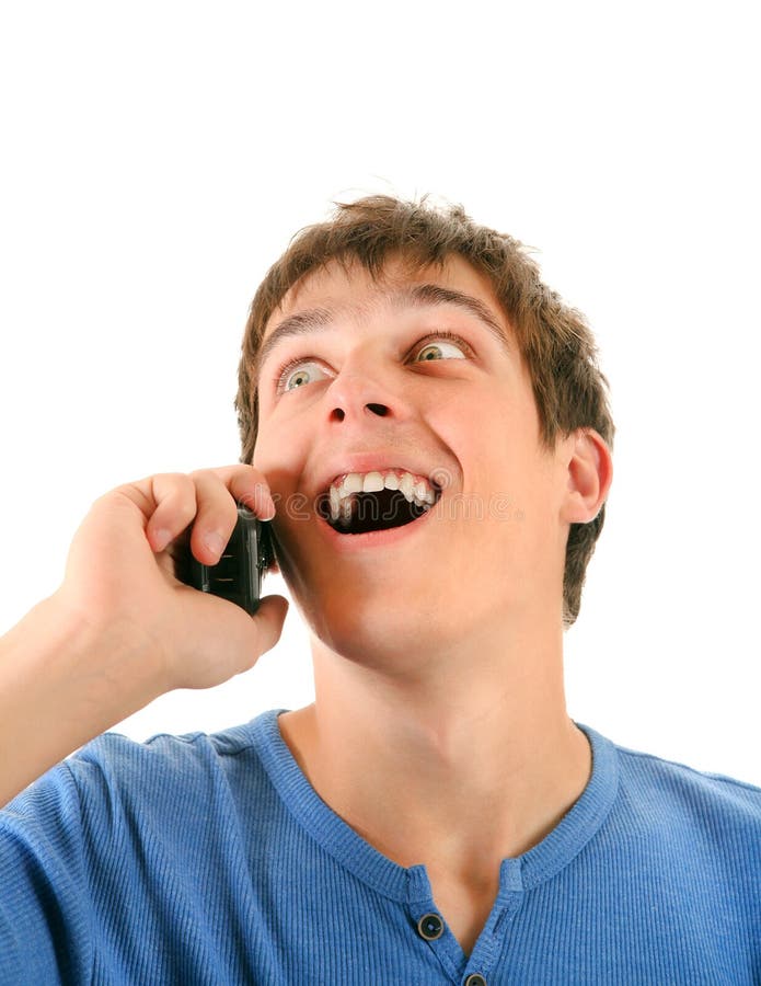 Happy Man with the Phone stock image. Image of astonished - 62036773