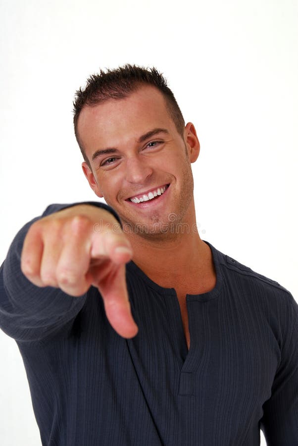 Happy man pointing stock image. Image of young, person - 10368851