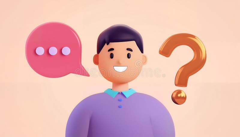 Happy Man with Question Mark and Speech Bubble Stock Illustration ...