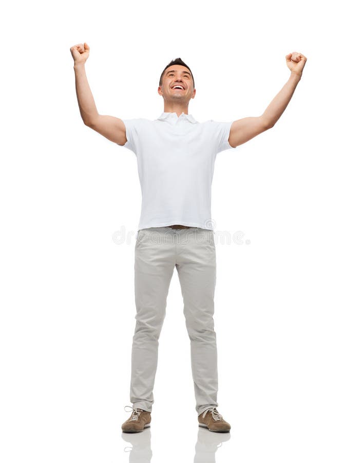 Happy Man with Raised Hands Stock Image - Image of adult, blank: 50603991