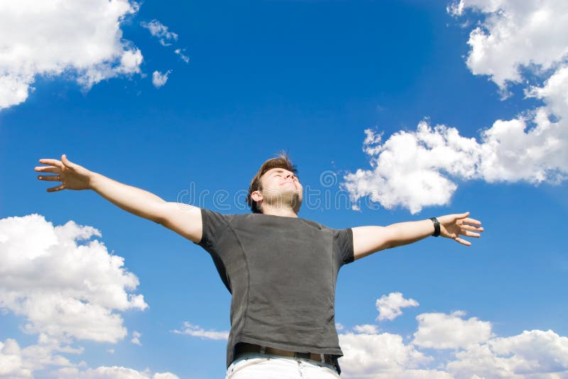 Happy Man Relaxing on Nature Stock Image - Image of human, flight: 3404209