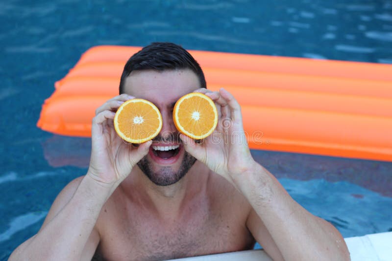 Happy Man Relaxing in Swimming Pool Stock Image - Image of lifestyle ...