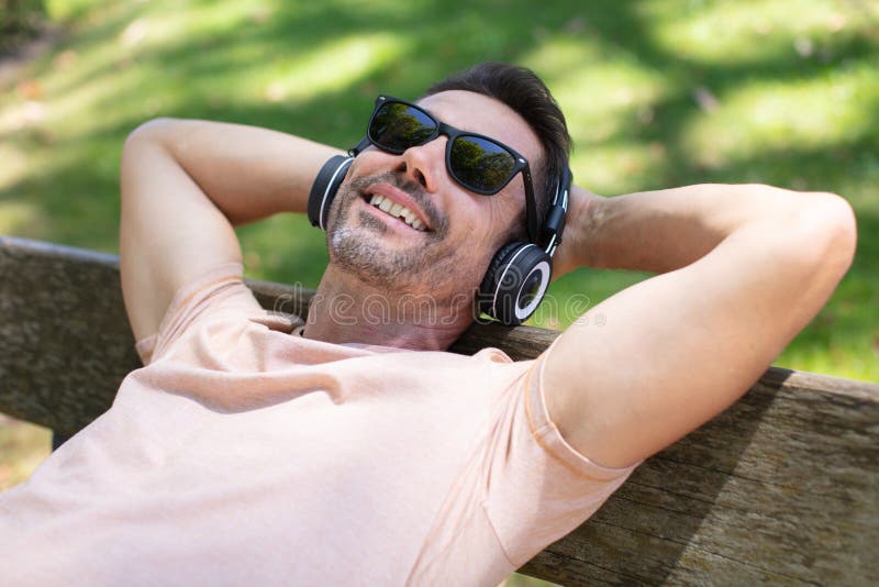 Happy Man Resting after Work Stock Photo - Image of romance, female ...