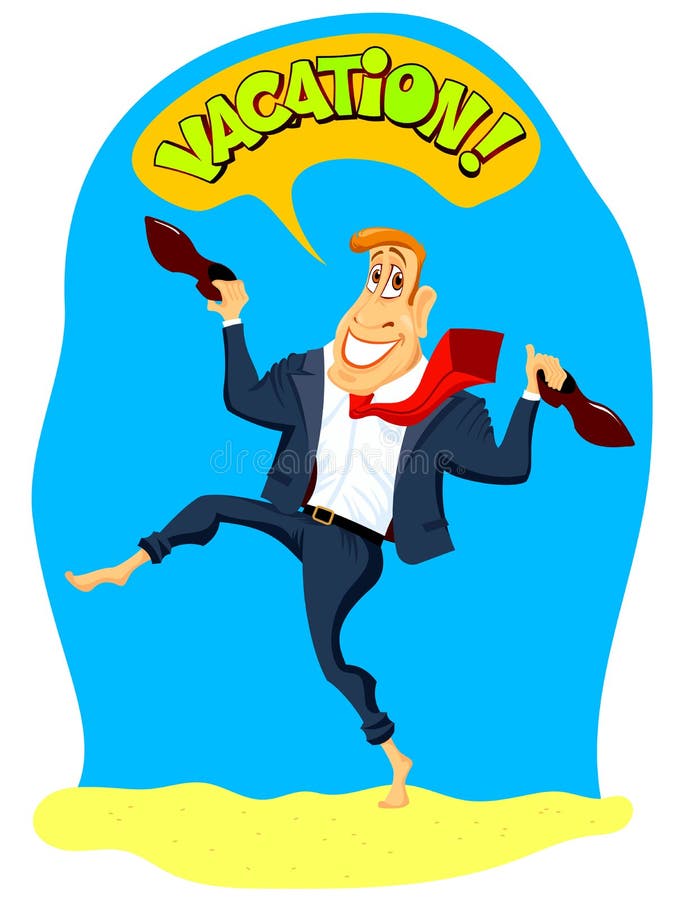 Happy Man Running Barefoot on the Beach Stock Vector - Illustration of ...