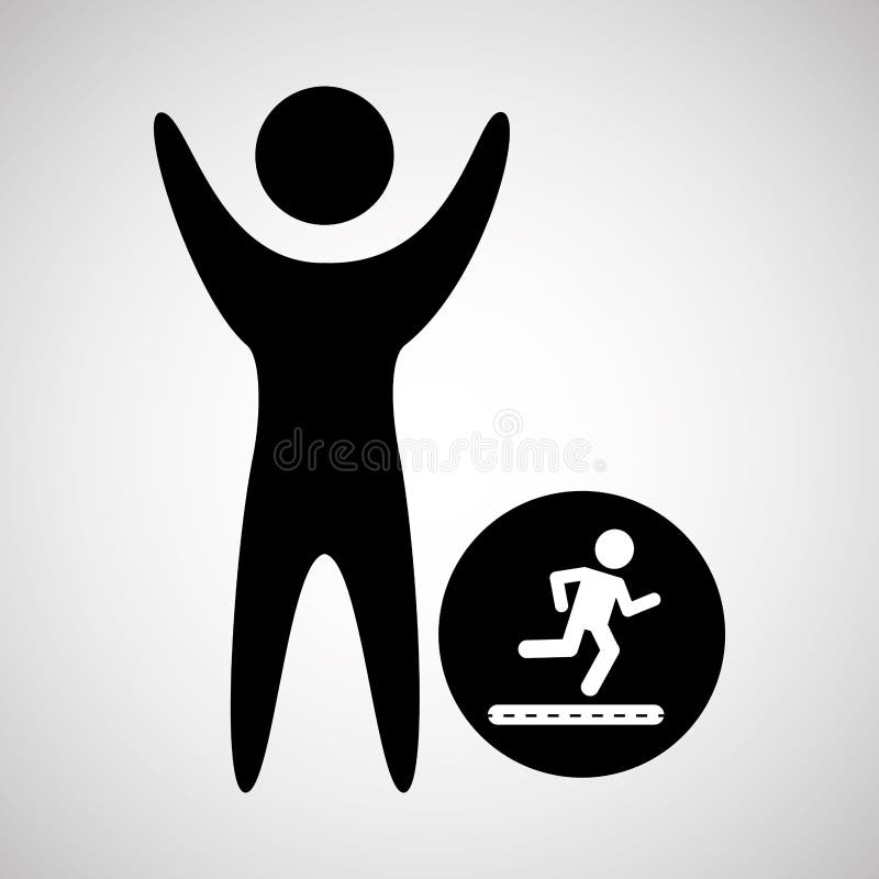 Happy Man with Running Icon Stock Illustration - Illustration of pose ...
