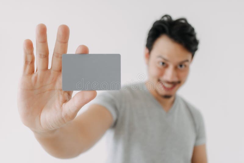 Happy Man Showing Close Up Empty Card. Stock Photo - Image of showing ...