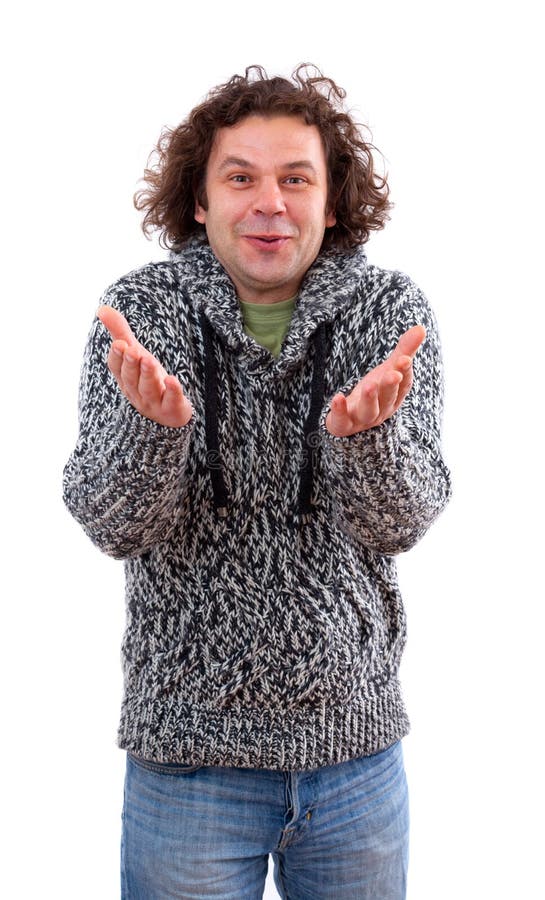 Happy Man Showing Something Stock Photo - Image of wealth, playful ...