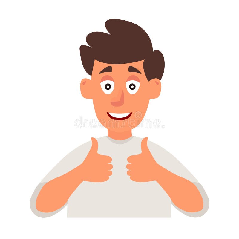 Happy Man Shows Gesture Cool. Vector Illustration on White Background ... Happy Man Shows Gesture Cool. Vector Illustration on White Background ...