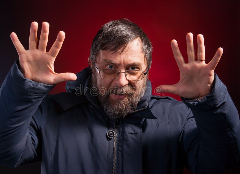 Happy Man Shows Ok Sigh on a Red Stock Image - Image of corporate ...