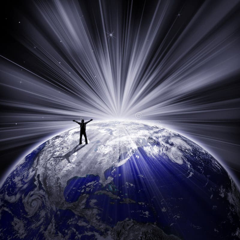 Silhouette man on earth stock vector. Illustration of artwork - 8897877